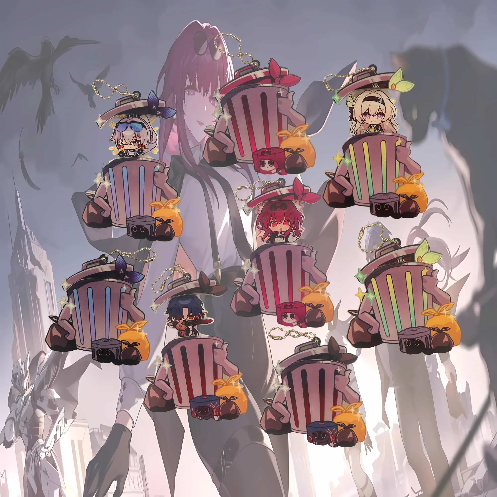 HSR Trashcan Kafka Blade Firefly Silver wolf Keychain